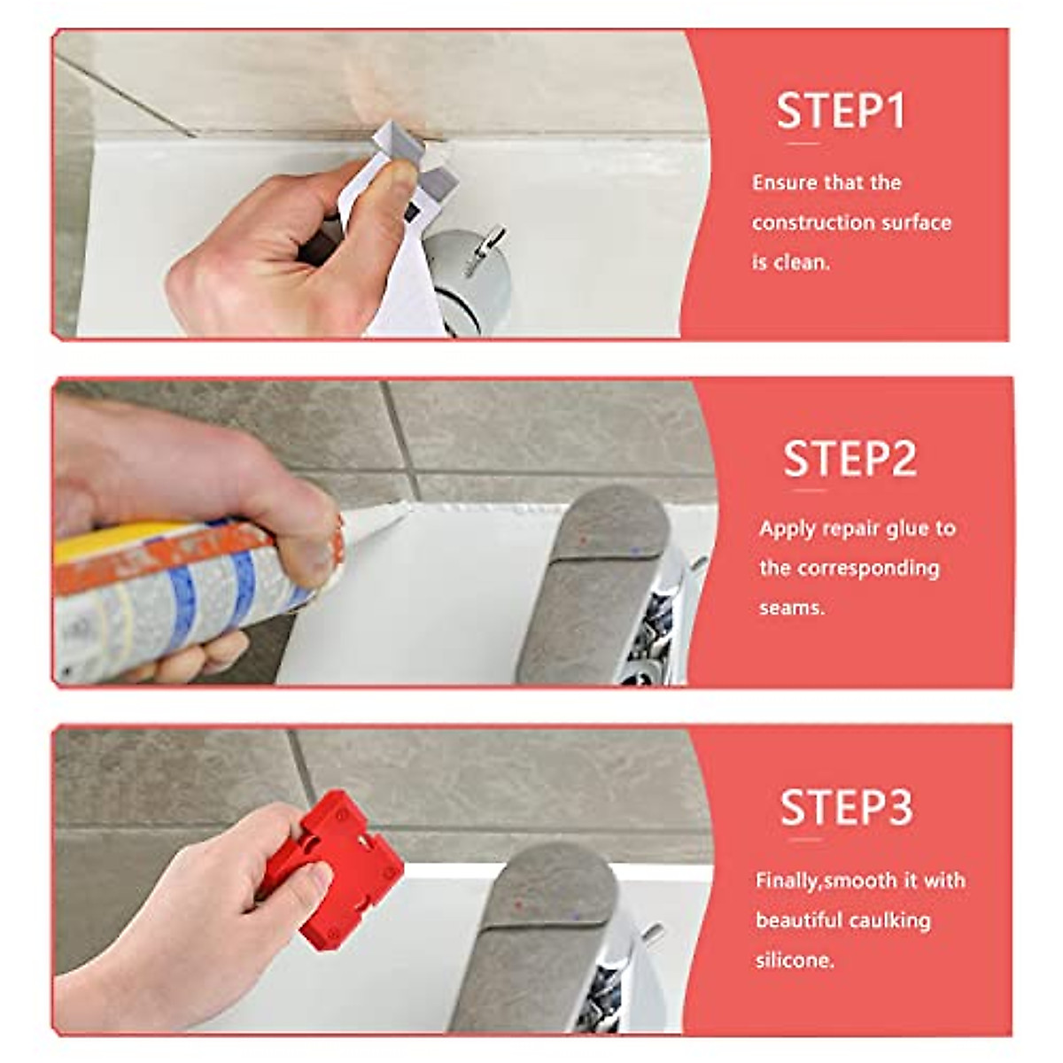 11 Piece Set ，Professional Caulking Tool Kit with Sealant Finishing Tools，Easy Silicone Caulking with Guides，Caulk Removal Tools and Fill Removal Tool Silicone Fill