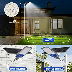 Juyace 400W Solar Street Lights Outdoor, Light Sensor Dusk to Dawn 30000Lm 6000K Super Bright LED Solar Flood Light with Remote, IP67 Waterproof for Yard Parking Lot Street & Area Lighting.