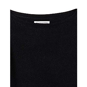 Amazon Essentials Women's Lightweight Ribbed Long-Sleeve Boat Neck Slim-Fit Sweater, Black, Small