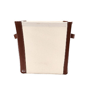Household Essentials Canvas Bin with Vegan Leather Trim
