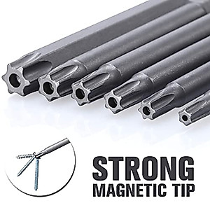 REXBETI 12 Piece Torx Head Screwdriver Bit Set, 1/4 Inch Hex Shank S2 Steel Magnetic 3 Inch Long Drill Bits, T5-T40 (Torx Head)