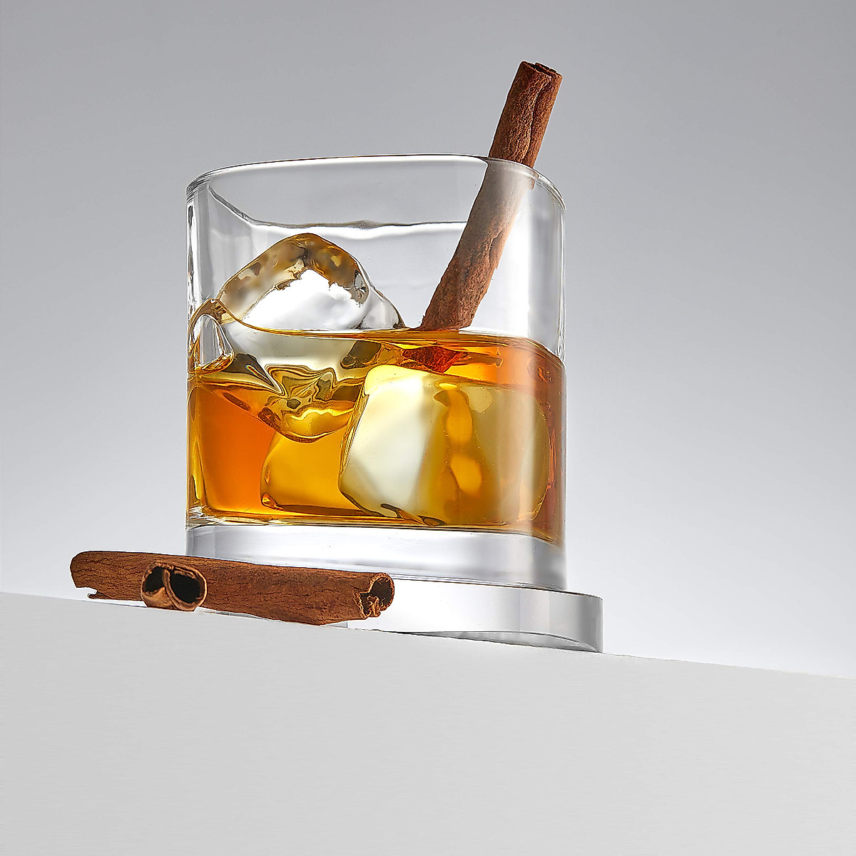 JoyJolt Aqua Vitae Premium Whiskey Glass Set of 2. Square Whiskey Glasses with Off Set Base. Old Fashioned Rocks Glasses for Scotch and Bourbon. Whiskey Tumbler Gifts for Men