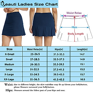 Pleated Tennis Skirt Golf Skort for Women with Pockets Shorts Athletic Workout Running Skirt Ruffle on Back (Navy Blue, Medium)