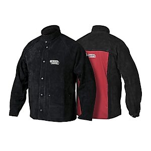 Lincoln Electric unisex adult Heavy Duty Leather Welding Jacket, Black/Red, XX-Large US