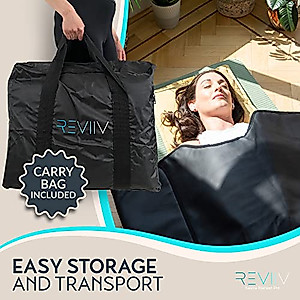 REVIIV Far Infrared Sauna Blanket with Insert Towel - v2.0 New & Improved! Low EMF Longer Cable | Portable Infrared Saunas for Home Therapy, Detox - Infared Blanket Sauna 85–185 °F Temp Range