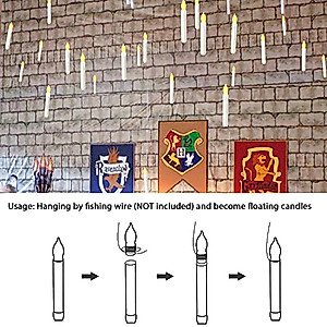 Amagic 24Pcs LED Taper Candles with Cream White Flickering Light, HP Candles Floating, Battery Operated Taper Candles, Handheld Electric candlesticks for Fireplace Church Party Christmas