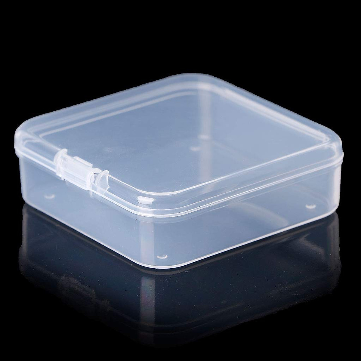XUYUH Square Storage Box Square Transparent Plastic Jewelry Storage Boxes Beads Crafts for Case Container, 6x6x1.8cm, Clear