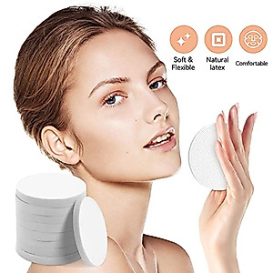 Molain Round Sponge Puff Set 24 Pieces 2.2 Inch Soft Mini Facial Loose Powder Blender Pads Applicator For Liquid Foundation Setting Holder Makeup Beauty Cosmetic Cleanser Washing (White)