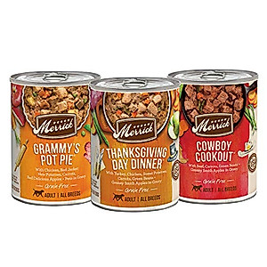 Merrick Grain Free Wet Dog Food Variety Pack, Grain Free Favorites Canned Dog Food - (12) 12.7 oz. Cans