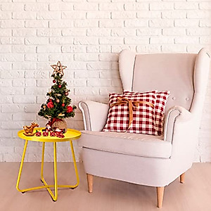 danpinera Outdoor Side Tables, Weather Resistant Steel Patio Side Table, Small Round Outdoor End Table Metal Side Table for Patio Yard Balcony Garden Bedside Yellow