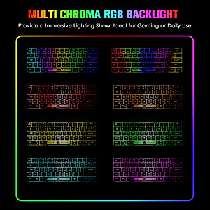 ZIYOU LANG K61 60% Gaming Keyboard Mini Portable with Rainbow RGB Backlit Ergonomic 62Key Layout 19Key Anti-ghosting Mechanical Feel Waterproof USB Wired for PC Mac Windows Gamer Laptop Typists(Black)