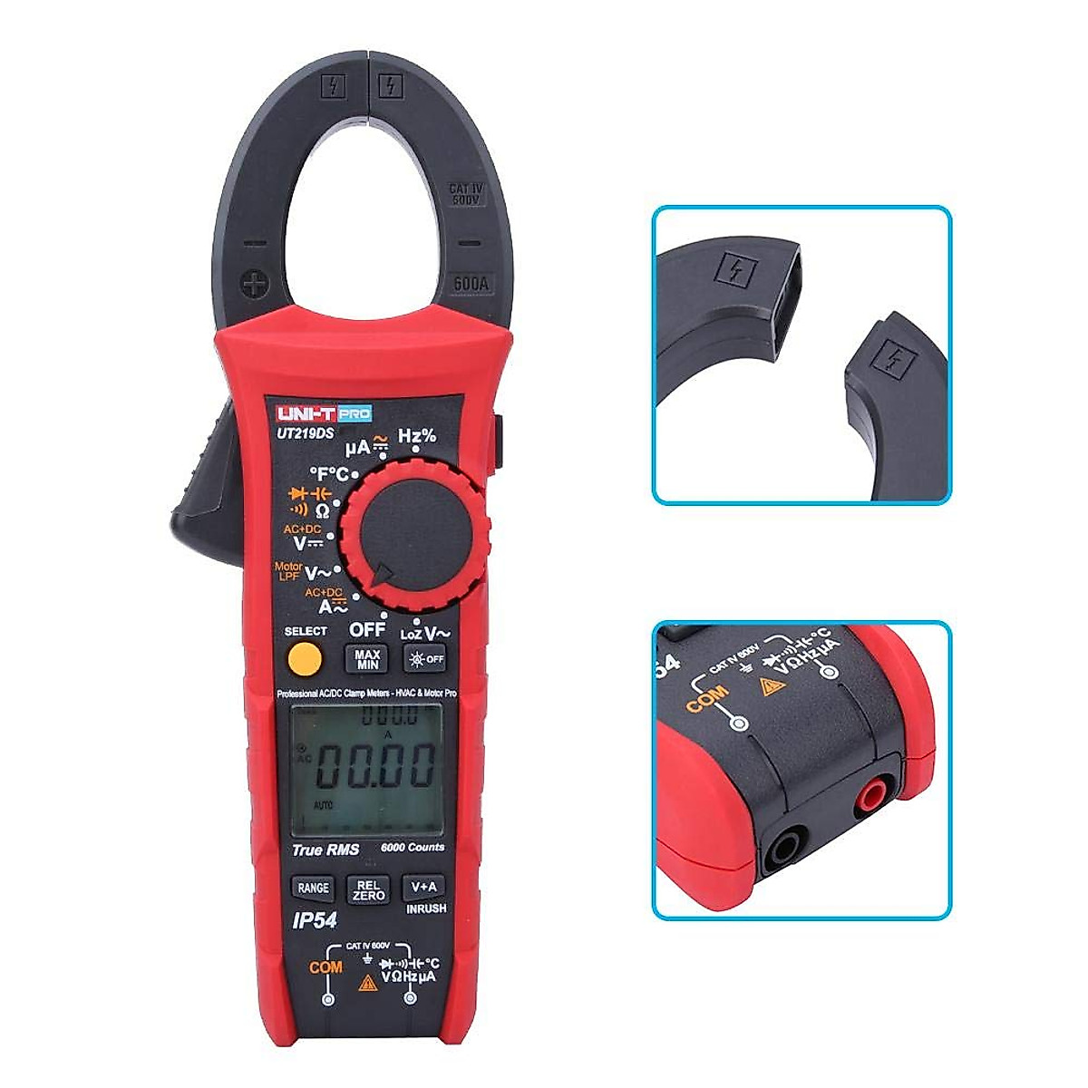 UT219DS Digital Clamp Meter 6000 Counts LCD Clamp Meter Voltage Current Resistance Tester Used to Measure Current Voltage Temperature Capacitance Resistance Diodes