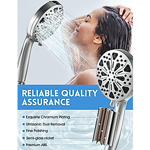 Shower Head,GUOYULJU Shower Heads with Handheld Spray Combo 10 Spray Modes,59Inch Hose,Shower Head with Handheld Adjustable Bracket,Built in Power Wash for bathroom,Tub & Pets,Water Efficient,Chrome