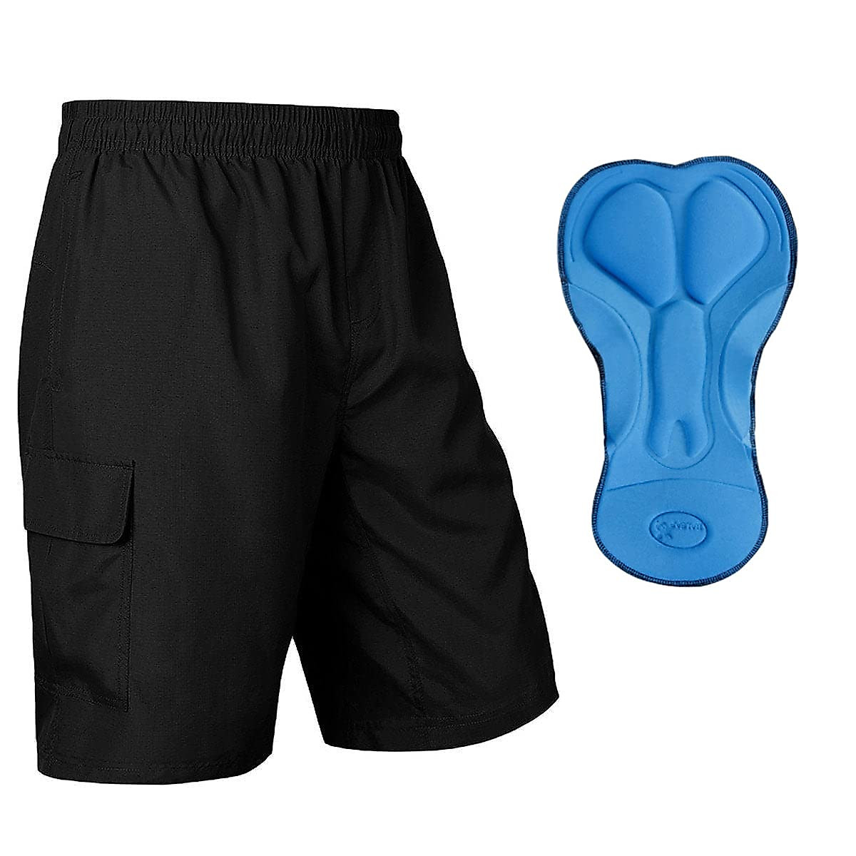 BALEAF Men's Mountain Bike Shorts Loose-fit Bicycle Shorts, Cycling 3D Padded Gel MTB Biking Lightweight SPF 50+ Black Size XL