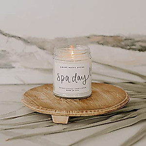 Sweet Water Decor Spa Day Candle | Sea Salt, Jasmine, and Wood Relaxing Scented Soy Wax Candle for Home | 9oz Clear Jar, 40 Hour Burn Time, Made in the USA