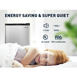 E-Macht 2.6 Cu.Ft. Mini Fridge with Freezer, Single Door Compact Refrigerator,Removable Glass Shelves, Reversible Door, Small Refrigerator for Apartment, Office, Dorm