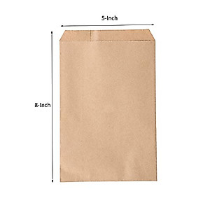 Z ZICOME 5"x8" 100 Pcs Flat Brown Paper Bags Plain kraft Paper Gift Bags for Wedding Favors, Candy Buffets, Crafting Merchandise Business
