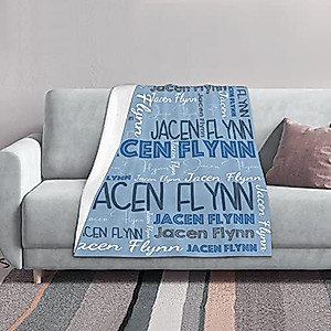 Dr.TOUGH Personalized Blankets for Kids Adults Personalized Name Blanket Custom Blanket with Name Gift for Christmas Birthday Valentines Day (Light Blue, 50” x 60”)