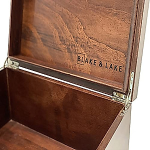 Blake & Lake Large Wooden Box with Hinged Lid - Wood Storage Box with Lid - Wooden Keepsake Box - Decorative boxes with lids (Dark Oak)