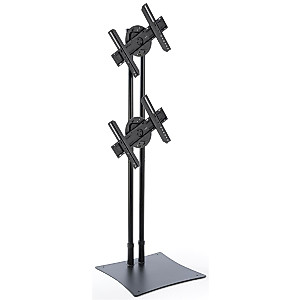 Displays2go DSTAND2BK Heavy Duty TV Stand for Dual HDTV Mounts, 32-70 Inch, Stationary
