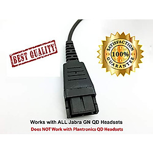 Call Center Headset 3.5mm Plug Adapter Cable for All Jabra GN Quick Disconnect Headsets - Connects with Cell Phones Smartphones & PC/Laptops with a Single 3.5mm Jack Port
