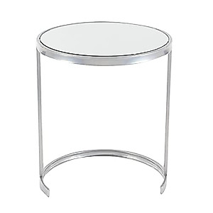 Deco 79 Metal Nesting Accent Table with Mirrored Glass Top, Set of 3 21", 19", 17"H, Silver