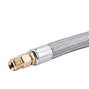 GGC 4 FT Stainless Braided RV Propane Pigtail Hose QCC1 Connector with 1/4'' Inverted Male Flare (2PCS)