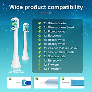 Toothbrush Heads for Philips Sonicare, 16 Pack Electric Toothbrush Replacement Heads Soft Dupont Bristles for Gum Health Improvement