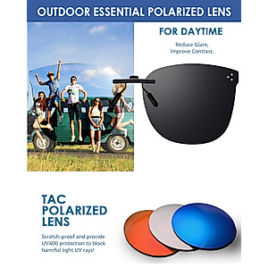 Xfeel Black Polarized Clip On Sunglasses Over Prescription Glasses for Women Men, Fit Over Eyeglasses Trendy Shades