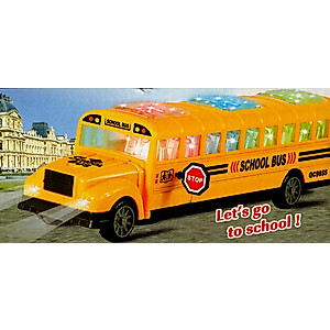 Kids School Bus Toy, Attractive Flashing Lights, Sound and Music, Bump 'n Go Action, Forest & Twelfth Cute Yellow School Bus Toy to Keep Kids Busy, Great Gift Idea