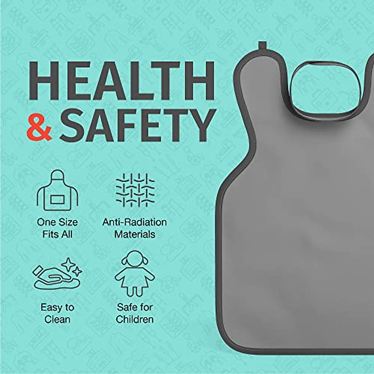 RADIATE Lead Apron for X-Rays - X Ray Dental Lead Vest with Thyroid Shield Radiation Protection Collar - One Size Fits All Adult and Kids Apron for Dentist Xray Machine, Radiology Equipment, Lab- Grey