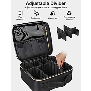 Travel Makeup Case,Chomeiu- Professional Cosmetic Makeup Bag Organizer Makeup Boxes With Compartments Neceser De Maquillaje(Black-M)