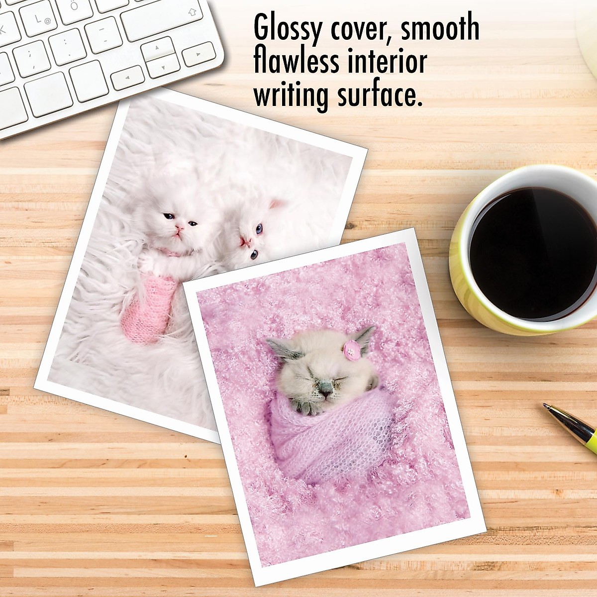 The Best Card Company - 20 Kids Invitation Note Cards with Envelopes (4 x 5.12 Inch) - Box of Assorted RSVP Invites (10 Designs, 2 Each) - Fluffy Furballs AM7168ING-B2x10