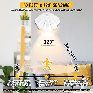 WHTAOMILI Motion Sensor Night Light, Battery Operated Wireless Wall Sconces, Magnetic LED Wall Light, Wall Mounted Lamps with 3 Color Temperatures&Dimmable for Bedroom Hallway Stairway-2 Pack (White)