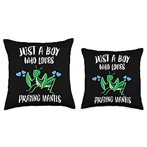 Praying Mantis Just A Boy Who Loves Throw Pillow, 16x16, Multicolor