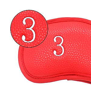 HISTAR Golf 10pcs Thick Synthetic Leather Golf Iron Head Covers Set Headcover Fit All Brands Titleist, Callaway, Ping, Taylormade, Cobra, Nike, Etc