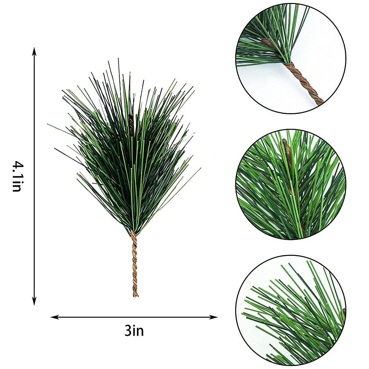 Watayo 40 Packs Artificial Pine Needles Branches Garland-4x2 Inch Pine Twigs Stems Picks-Fake Greenery Pine Picks for Christmas Garland Wreath and Home Holiday Garden Decoration (40pcs)
