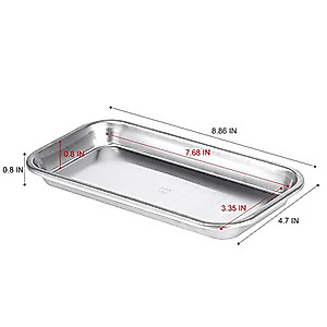 Annhua 304 Stainless Steel Lab Tray 3 Pack Surgical Instrument Trays 8.86" x 4.7" x 0.8", Lab Tray Small for Laboratory, Tattoo Station, Bathroom Organizer