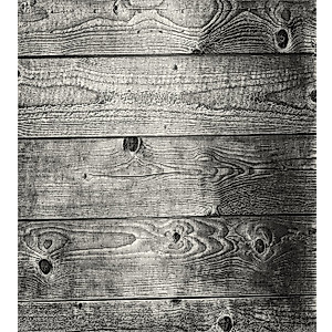 Ambesonne Dark Grey Duvet Cover Set, Ombre Style Grunge Wooden Planks Rustic Timber Oak Wall Rough Texture Image, Decorative 3 Piece Bedding Set with 2 Pillow Shams, Queen Size, Grey Black