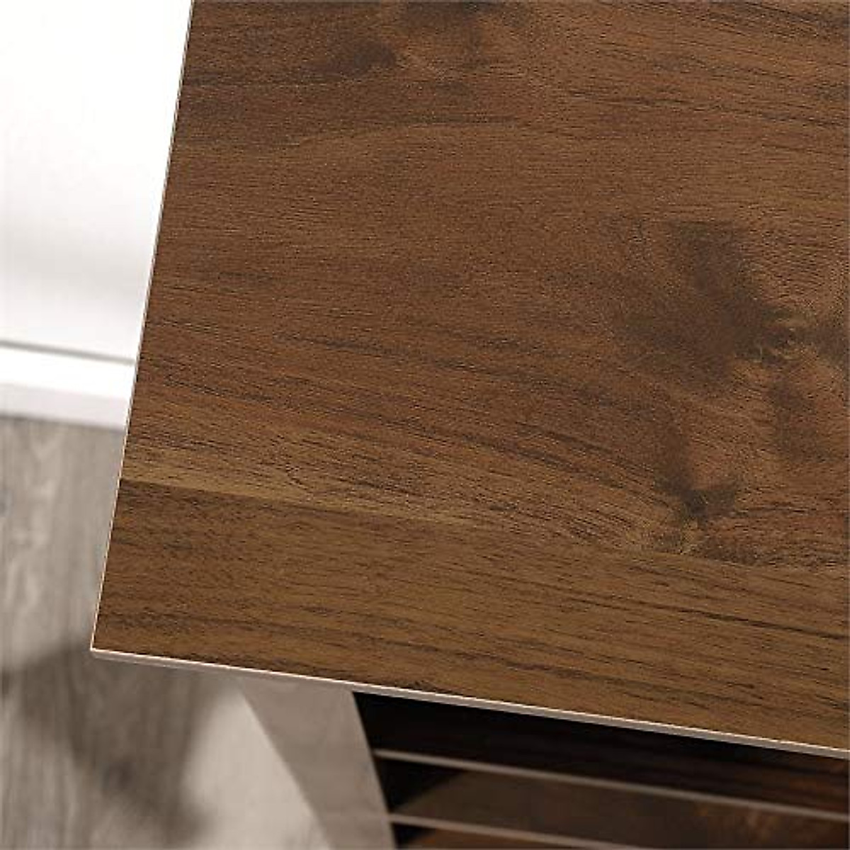 Pemberly Row Contemporary 5-Shelf Tall Wood Bookcase in Grand Walnut