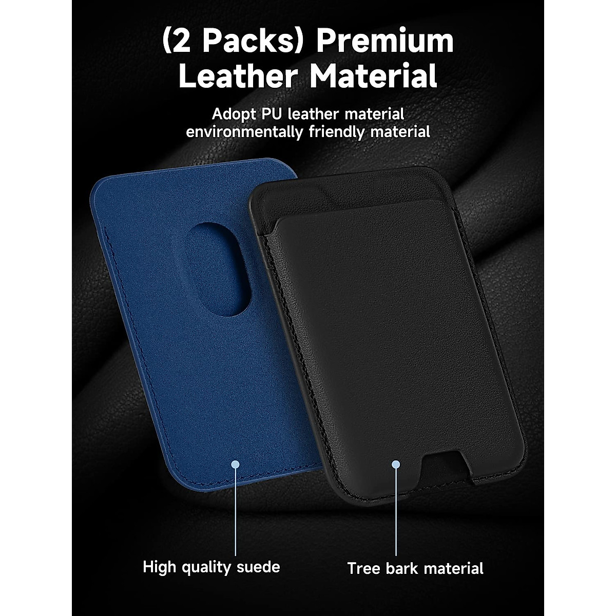 Kimguard [2 Pack] Magnetic Card Wallet Holder with Mag-Safe for iPhone 14 Pro Max/14 Plus/14 Pro/14, for iPhone 13 Pro Max/13 Pro/13/13 Mini, for iPhone 12/12 Pro/12 Max/12 Mini, Black & Blue