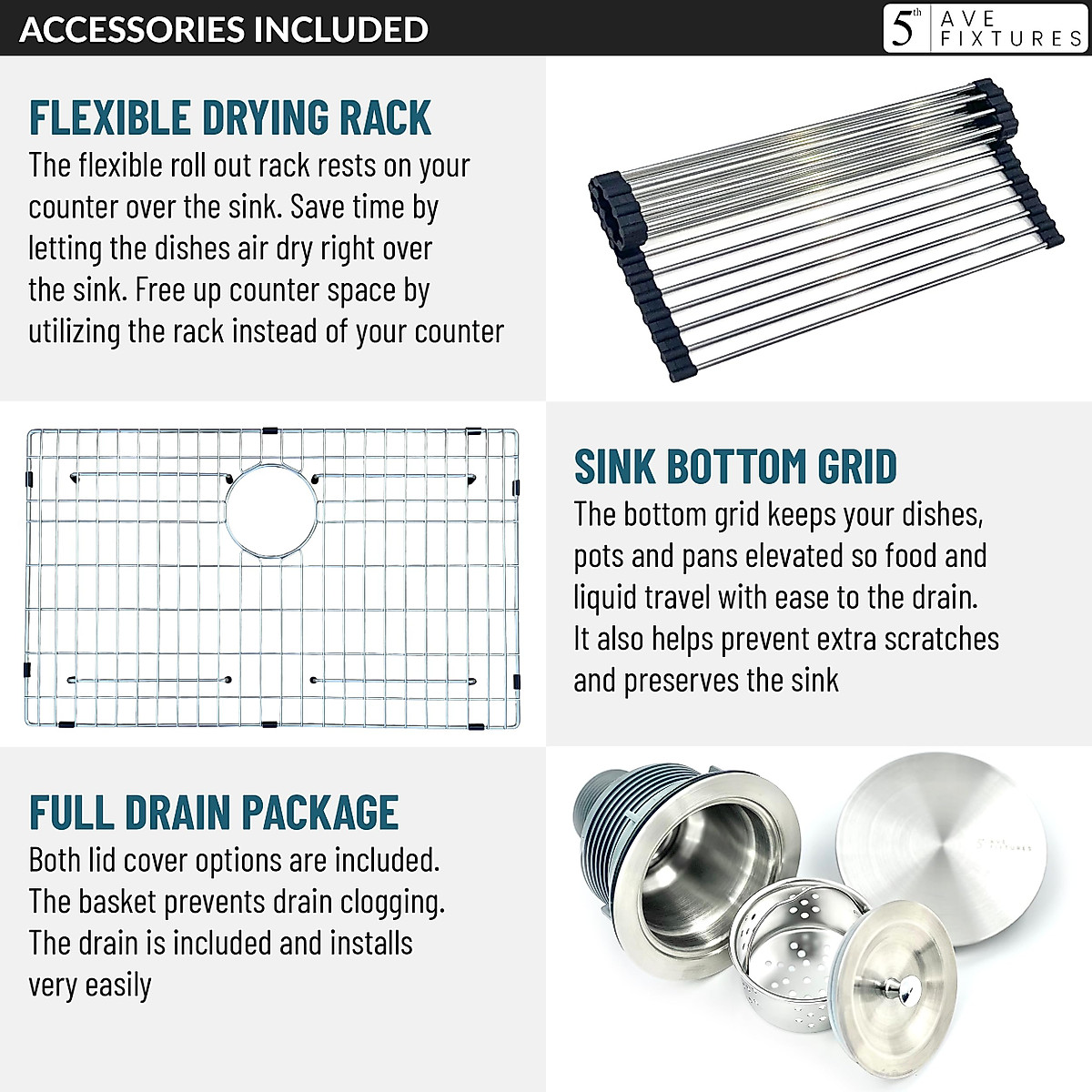 22"x18.5"x10" High-end 22 inch Undermount Stainless Steel Kitchen Sink. Full Accessory Set. XL Single Bowl Deep Basin. 16 Gauge Thick.