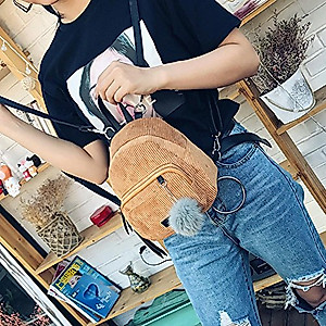 sikiwind Girl Mini Backpack Women Ball Winter Velvet Shoulder Bag(Khaki)