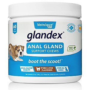 Vetnique Labs Seniorbliss All-in-One Multivitamin Chews for Senior Dogs (60ct) & Glandex Anal Gland Support Soft Chew Treats with Pumpkin for Dogs (60ct Pork) Bundle