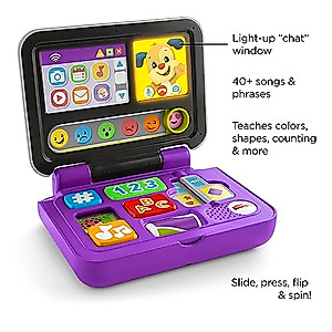 Fisher-Price Learning Toy Bundle with Laugh & Learn Click & Learn Laptop Pretend Computer and Lil’ Gamer Musical Toy