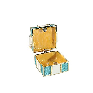 Mini Enamel Rhinestones Bow-knot Jewelry Box Bow-knot Hinged Trinket Box Bow Bling Trinket Box Miniature Figurine Ring Box for Women Girls Wedding Birthday Gift Christmas (Blue)