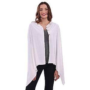 MissShorthair Women's Lightweight Knitted Scarf Poncho Sweater Cape Shawl Versatile Spring Summer Ponchos Wraps White