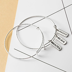 80 Pieces Word Charms Pendants Engraved Motivational Jewelry Making Accessories for DIY Necklaces, Bracelets, Key Chains(Silver)