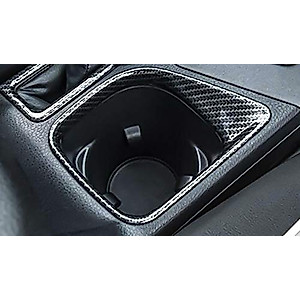 Xotic Tech Inner Water Cup Holder Panel Frame Cover Trim, Carbon Fiber Pattern, Compatible with Toyota RAV4 2013-2018