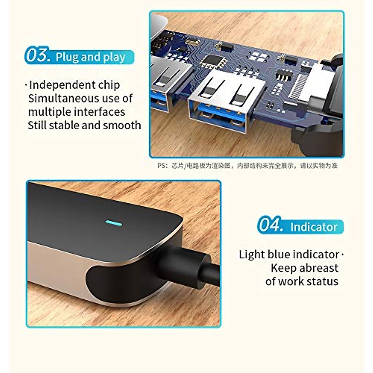 USB C Hub, 6 in 1 USB C Docking Station with 4K HDMI, 1 USB 3.0/1 USB 2.0, PD, SD/TF Card Reader, Type-C Data Transfer., space grey
